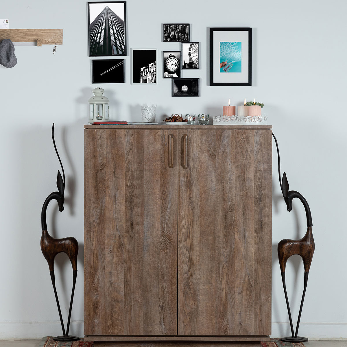 Brown modern shoe rack | HUB furniture | living room